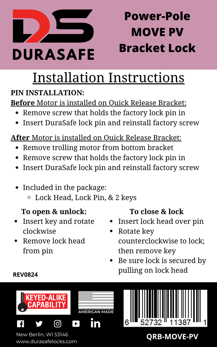 Power-Pole MOVE PV Bracket Lock – DuraSafe